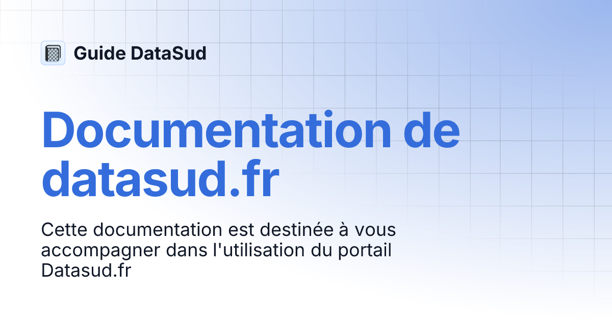 Documentation de datasud.fr | Guide DataSud